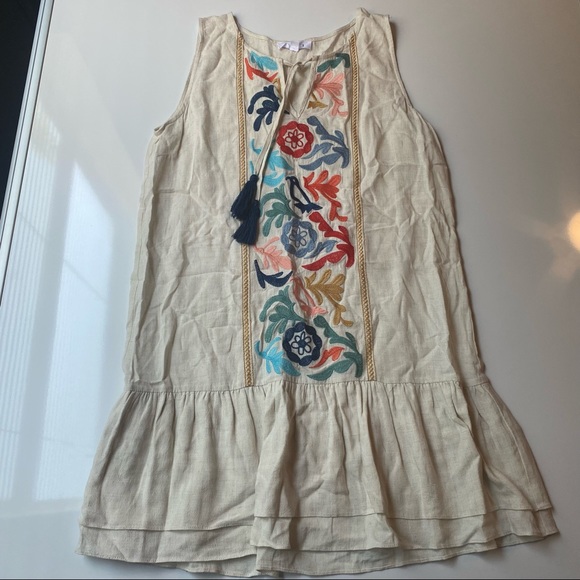 THML | Tops | Thml Women Cream Linen Rayon Small Embroidery Tunic ...